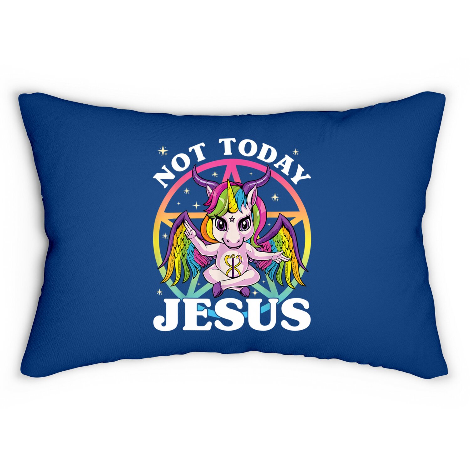 Sigil Of Baphomet Lumbar Pillows Not Today Jesus Satan Unicorn Baphomet